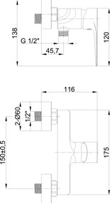 Invena Pinios, sprchové baterie 150mm, chromová, INV-BN-92-001-X