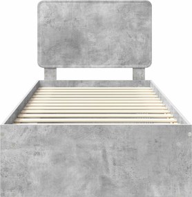 Rám postele s čelo Beton 90 x 200 cm Masivní borové dřevo 3412536