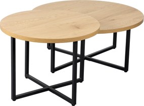 XXXLutz SADA KONFERENČNÍCH STOLKŮ, černá, barvy dubu, kov, kompozitní dřevo, 60-80/60-80/35-45 cm Boxxx - Konferenční stolky - 002798024001