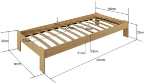 Postel z masivu 90x200 Adéla ořech s roštem