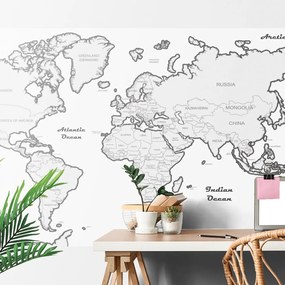Samolepící tapeta mapa světa s šedým okrajem - 150x100 cm