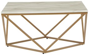 Konferenční stolek s mramorovým efektem béžový/zlatý MALIBU Beliani