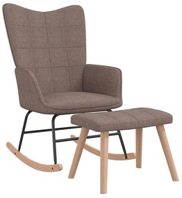 vidaXL Houpací křeslo se stoličkou taupe textil