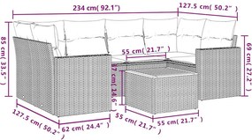 7dílná zahradní sedací souprava s poduškami černá polyratan 3224018