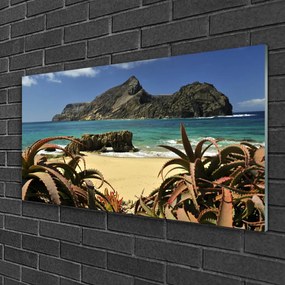 Obraz na skle Pláž Moře Skála Krajina 120x60 cm