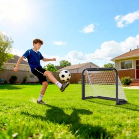 Fotbalová branka HOMCOM sada 2 skládacích fotbalových branek s kovovým rámem pro děti i dospělé, zahrada, 90 x 36 x 60 cm, černá barva