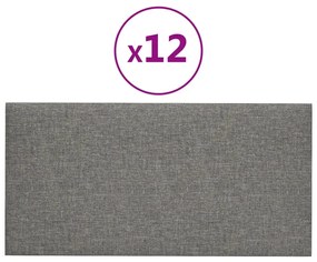 vidaXL Nástěnné panely 12 ks světle šedé 30 x 15 cm textil 0,54 m²