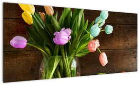 Obraz tulipánů ve váze (100x40cm)