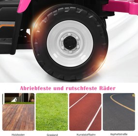 Costway 12 V dětský traktor s přívěsem elektrické autíčko – 135 × 51 × 53 cm