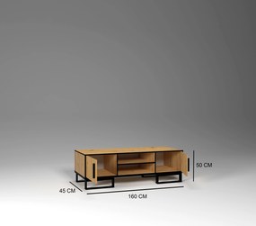 ARK Televizní stolek OSKAR, Dub Votan/Černá 160 cm