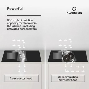 Chef-Fusion Down Air System, indukční varná deska + DownAir digestoř, 77 cm, 600 m³/h EEC A+