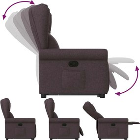 Zvedací polohovací křeslo tmavě hnědé textil 3303379