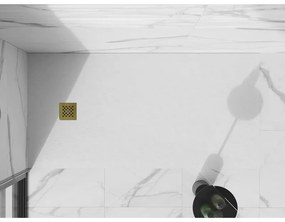Mexen Stone+, čtvercová vanička z minerálního kompozitu 180 x 100 cm, bílá, zlatá lesklá krytka, 44101018-G