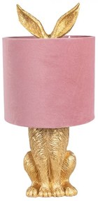 Zlatá stolní lampa králík s růžovým stínidlem Rabbi - Ø 20*43 cm