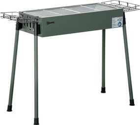 Outsunny Surový Gril z Nerezové Oceli BBQ Kouřák s Grilovací Mřížkou, Zahradní Gril pro BBQ Kempování, Terasu, Zahradu 94 x 39 x 70 cm | Aosom