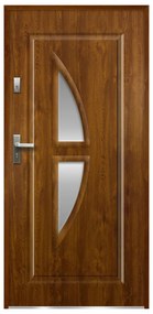 O.K. Doors® P55 Vchodové dveře Kronos, 80 P, rozměr vč. zárubně: 900 × 2070 mm, ocel, pravé, dub zlatý, prosklené