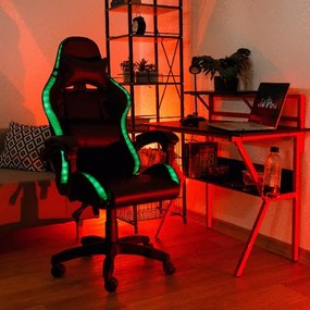 Kancelářské / herní křeslo s RGB LED podsvícením, černá, MAFIRO