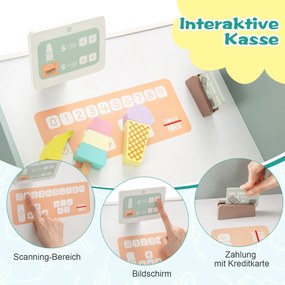 Costway Obchod s potravinami 30 kusů. Dřevěná prodejna s automatem a pokladnou