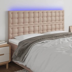 Čelo postele s LED cappuccino 160x5x118/128 cm umělá kůže 3122525