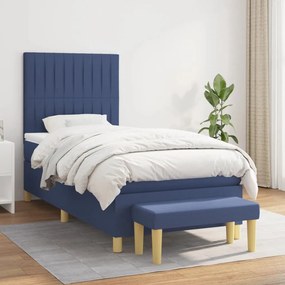 Box spring postel s matrací modrá 90x200 cm textil,  3137291