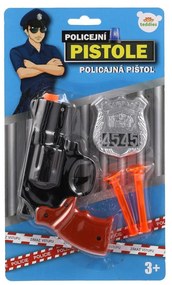 Teddies Pistole policejní 15cm plast s odznakem + přísavky 2ks na kartě