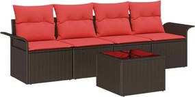 Set pohovek 5 ks Hnědá polyratan 3345234