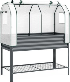 Vyvýšený záhon s kovovým chladicím rámem Box na sázení se skleníkovým úložným prostorem, Vyvýšený 120 x 55 x 140 cm
