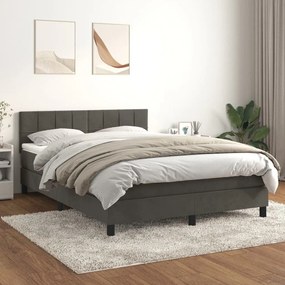 Box spring postel s matrací tmavě šedá 140x200 cm samet,  3141306