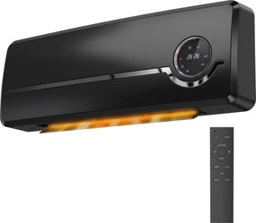 HOMCOM nástěnné keramické topidlo 1000/2000 W s termostatem a ovladačem, černé