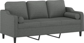 3místná pohovka s polštáři tmavě šedá 180 cm textil 3200854