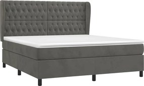 Box spring postel s matrací tmavě šedá 160x200 cm samet 3129400