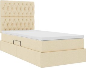 Postel s úložným prostorem a matrací Krémová 90 x 200 cm textil 3371821