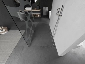 Mexen Kioto, sprchová zástěna Walk-In 110 x 200 cm, 8mm čiré sklo bílý vzor, ​​broušená ocel profil, 800-110-002-97-97