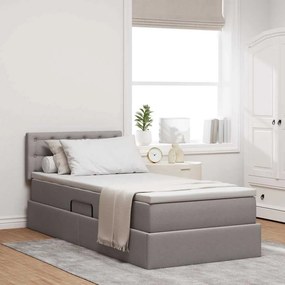 Postel s úložným prostorem a matrací Taupe 90 x 190 cm Samet 3370605