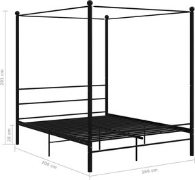 Rám postele s nebesy černý kovový 160 x 200 cm 325063