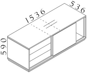 Kontejner Creator 153,6 x 53,6 cm, 3-modulový, posuvné dveře, bílá / antracit