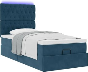 Osmanský rám postele s matracemi tmavě modrá 80x200cm samet 3314358