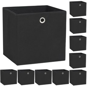 Úložné boxy 10 ks netkaná textilie 32 x 32 x 32 cm černé 245746