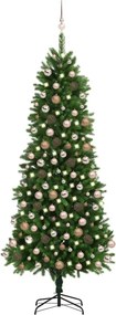 vidaXL Umělý vánoční stromek s LED a sadou koulí 240 cm zelený [3077557] Barva: Růže