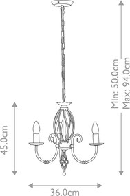 Elstead ARTISAN 3 retro lustr/černá barva/3×E14
