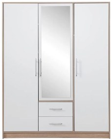 Šatní skříň SMART II 150 se zrcadlem dub sonoma + bílý lux