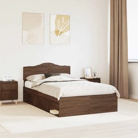 Rám postele s čelo Hnědý dub 120 x 200 cm Masivní borové dřevo 3412922