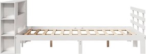 Postel s knihovnou bez matrace bílá 135x190 cm masivní borovice 3322705