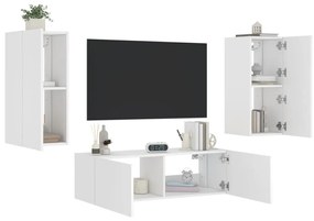 3dílná obývací stěna s LED osvětlením bílá