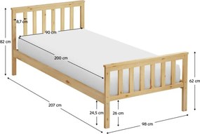 Postel s roštem, přírodní, 90x200, ANATRA Kondela 0000411696