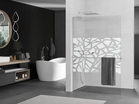 Mexen Kioto+ L, sprchová zástěna Walk-In s poličkou a věšákem 90 x 200 cm, 8mm čiré sklo bílý vzor, ​​chromový profil, 800-090-123-01-85