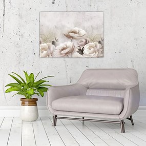 Skleněný obraz - Růžové keře (70x50 cm)