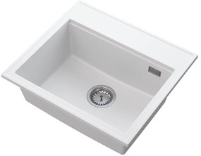 Gamma Modern 5055, 1-komorový granitový dřez 560x500x210 mm, bílá, GMA-ZM-55-WH