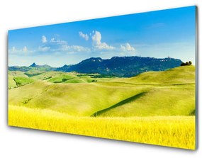 akrylový obraz Vesnice Hory Krajina 140x70 cm