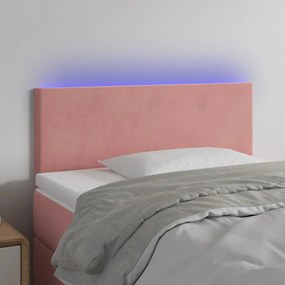 Čelo postele s LED růžové 90x5x78/88 cm samet